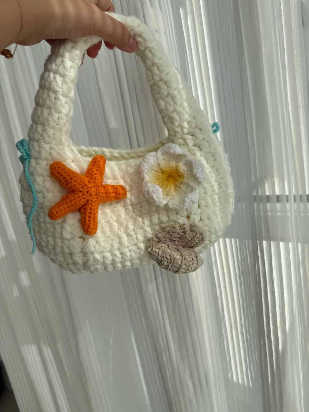 Seashell Bag Crochet Pattern Starfish Ocean Beach Handbag Pattern White ...