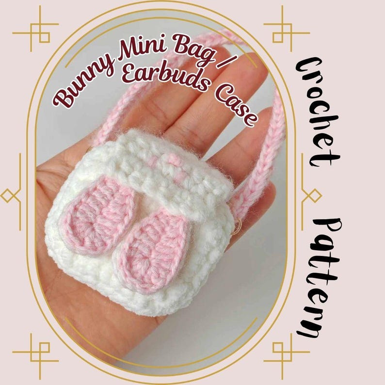 Bunny Earbuds Case Crochet Pattern Rabbit Mini Bag Pouch Coin Purse ...