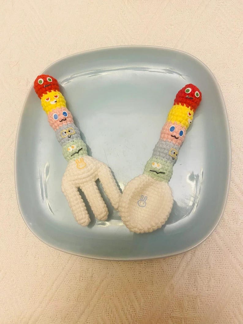 No Sew Spoon and Fork Set Crochet Pattern 2 in 1 Cutlery Set Amigurumi ...
