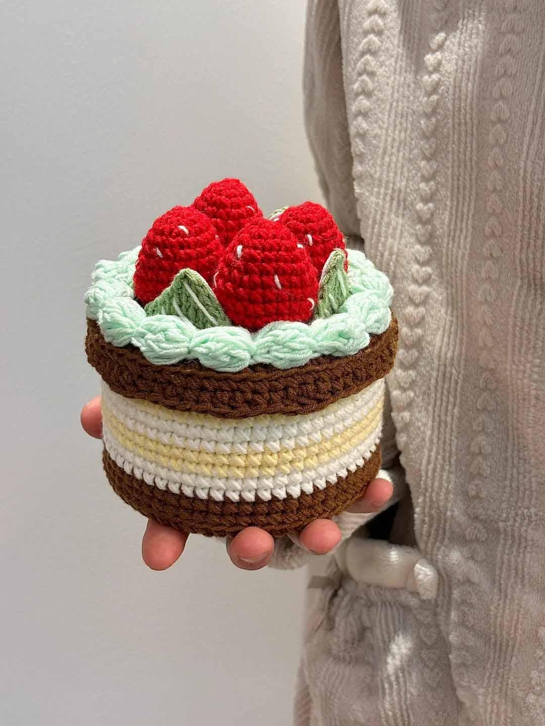 Strawberry Birthday Cake Gift Box Crochet Pattern Food Cake Dessert ...
