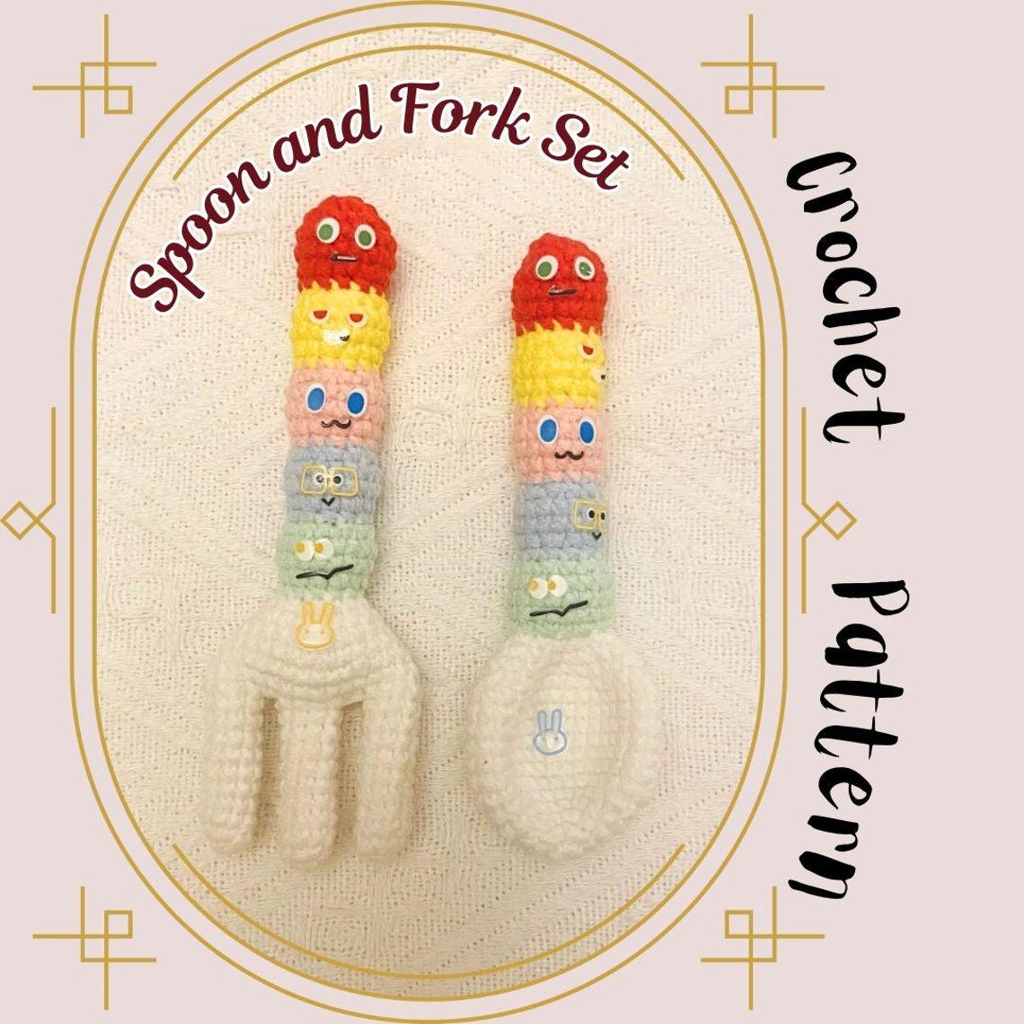 No Sew Spoon and Fork Set Crochet Pattern 2 in 1 Cutlery Set Amigurumi ...