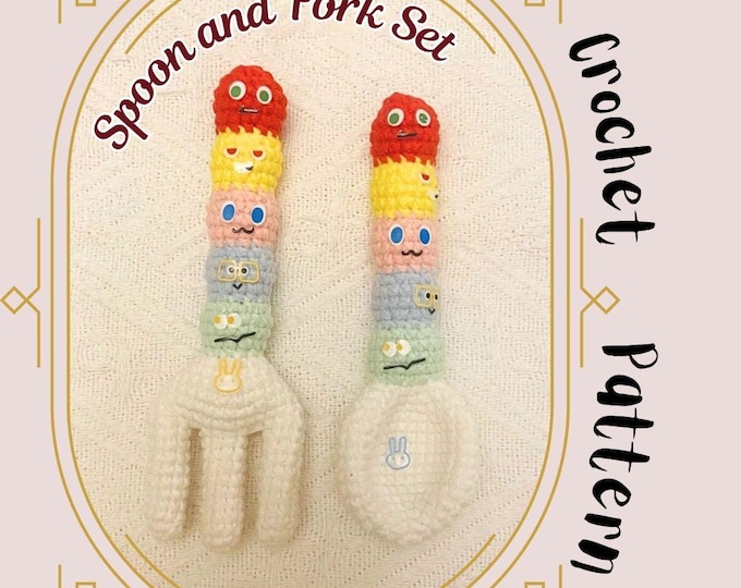 No Sew Spoon and Fork Set Crochet Pattern 2 in 1 Cutlery Set Amigurumi ...