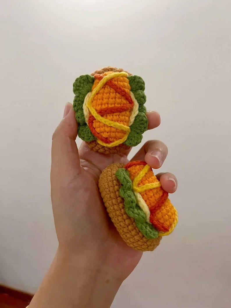 No Sew Hotdog Crochet Pattern Easy Fast Food Crochet Handmade Mini ...