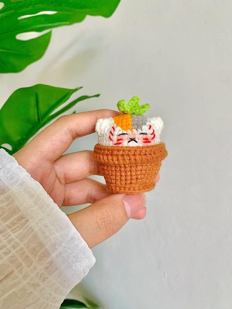 Potted Calico Cat Crochet Pattern Cute Potted Plant Kitten Amigurumi ...