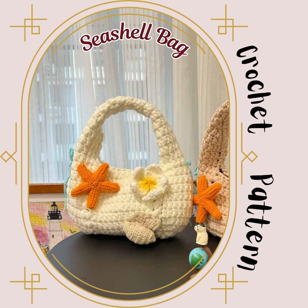Seashell Bag Crochet Pattern Starfish Ocean Beach Handbag Pattern White ...