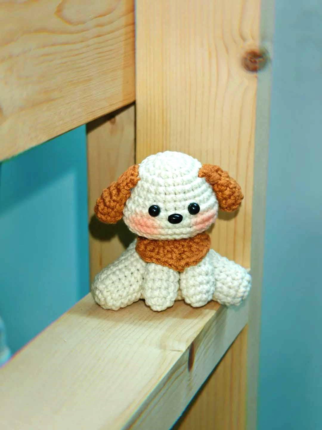 NO SEW Choco Dog Crochet Pattern Baby Sitting Puppy With Scarf Easy ...