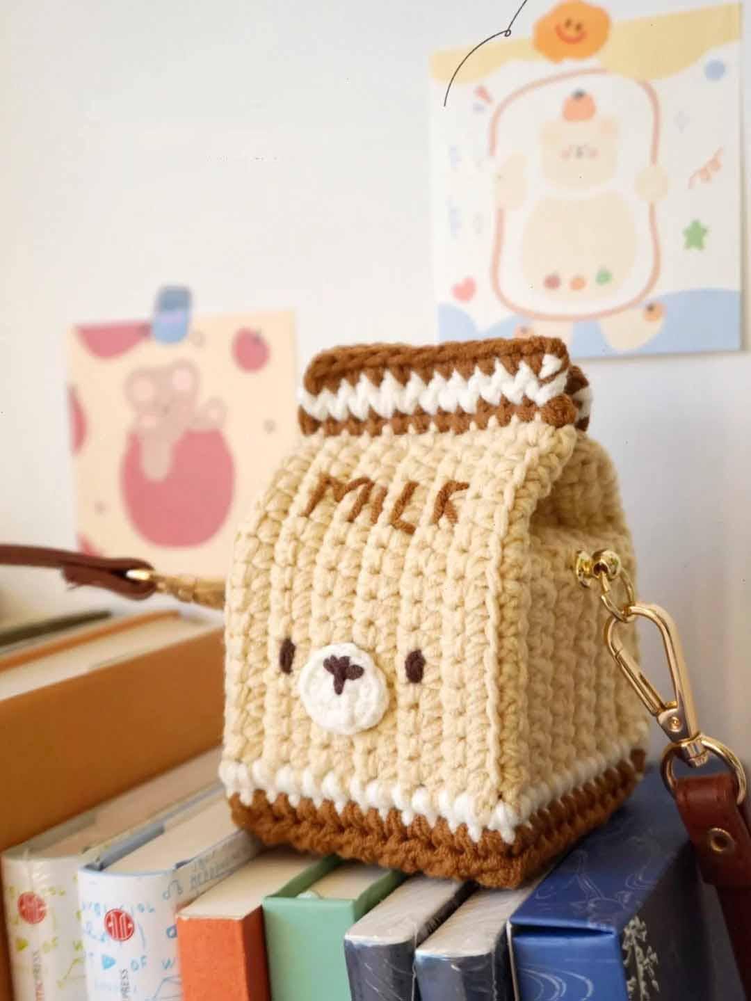 Milk Carton Purse Bag Crochet Pattern Easy Simple Cute Teddy Bear ...