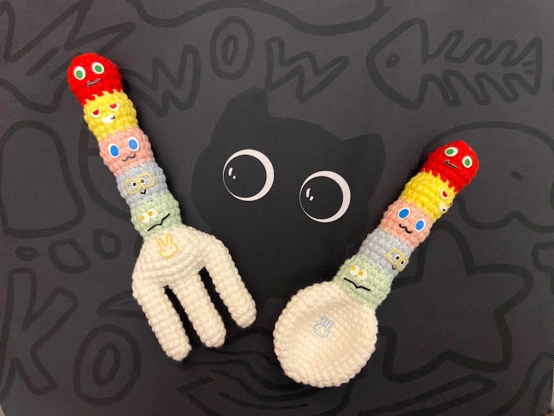 No Sew Spoon and Fork Set Crochet Pattern 2 in 1 Cutlery Set Amigurumi ...