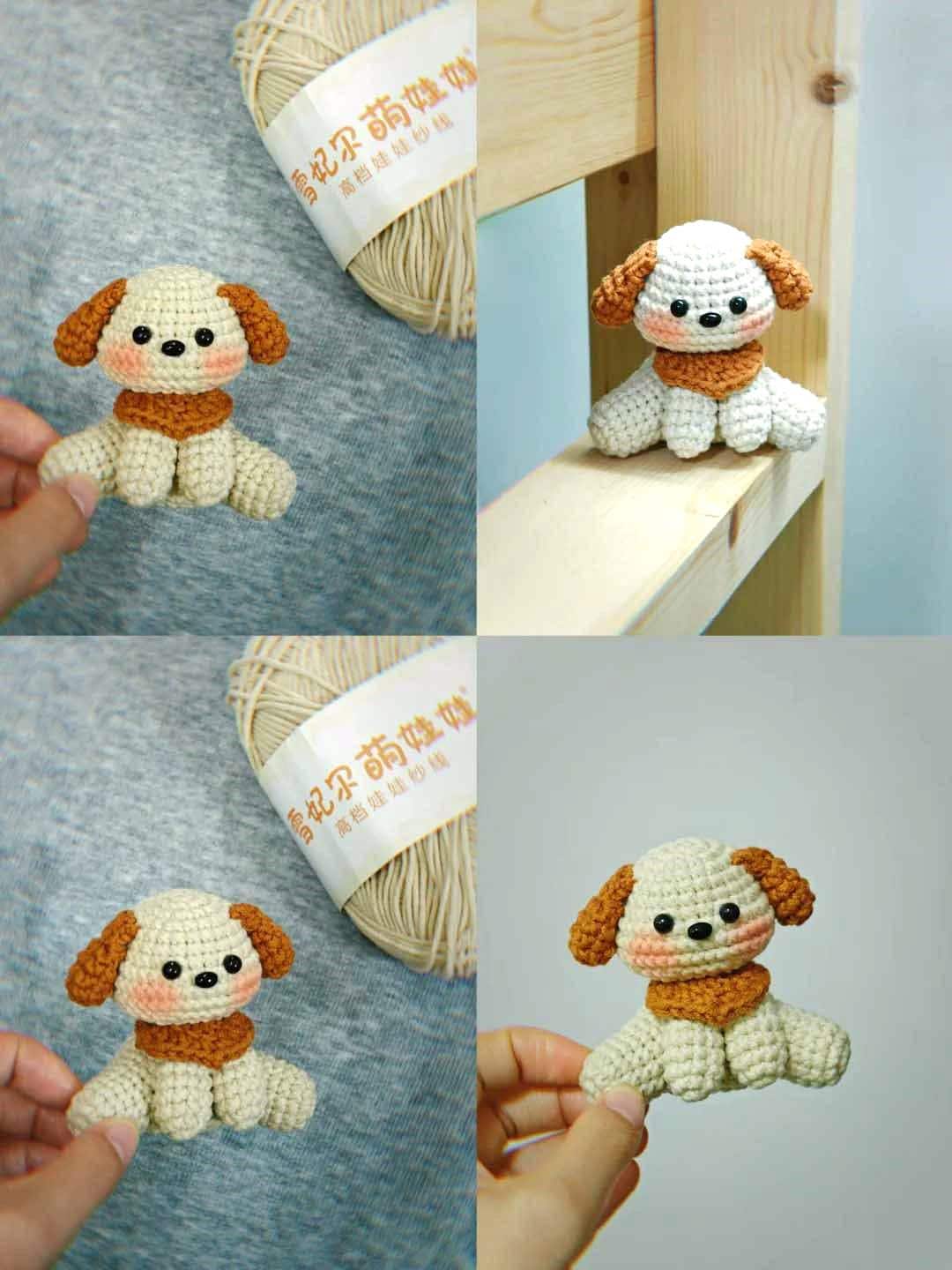 NO SEW Choco Dog Crochet Pattern Baby Sitting Puppy With Scarf Easy ...