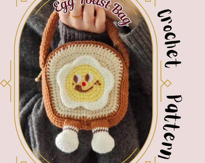 Egg Toast Bag Crochet Pattern Easy Mini Bread Doll With Legs Handbag ...