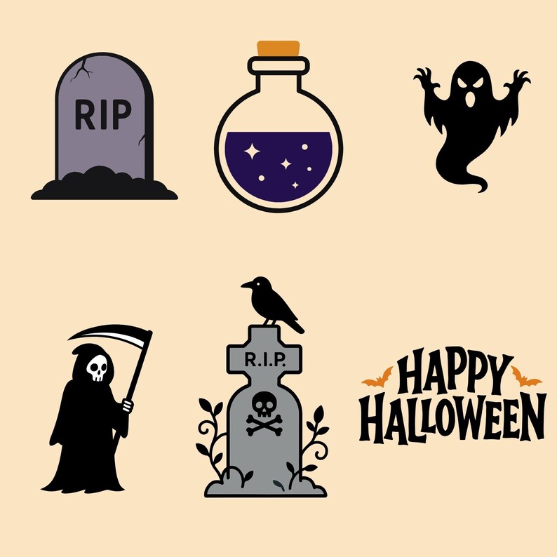 Halloween SVG Bundle: 58 Vectors & PNG Clipart for Cricut, Silhouette ...