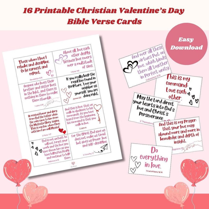 Printable Valentine’s Day Bible Verse Cards - Etsy