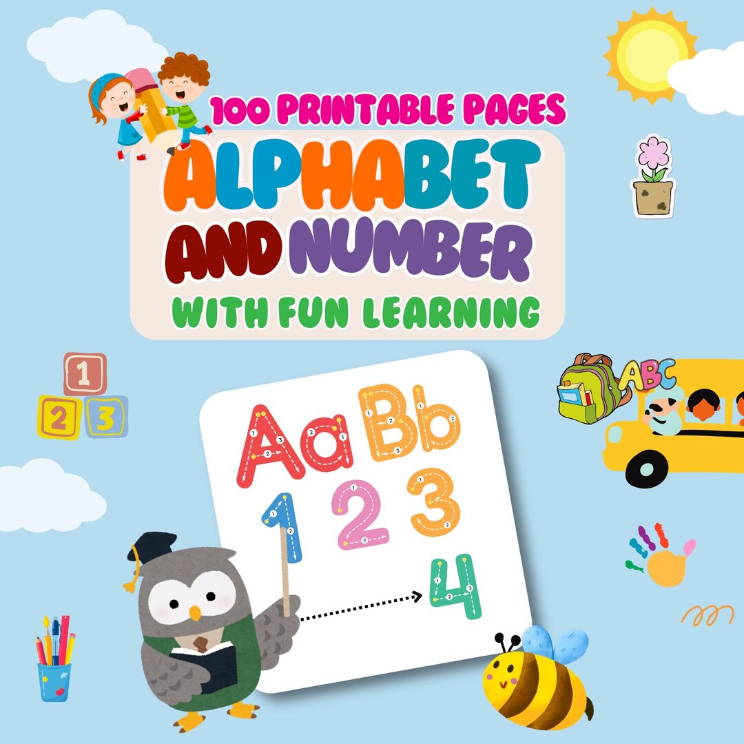 100 Printable Alphabet & Number Tracing Fun | 100 Pages Printable ...