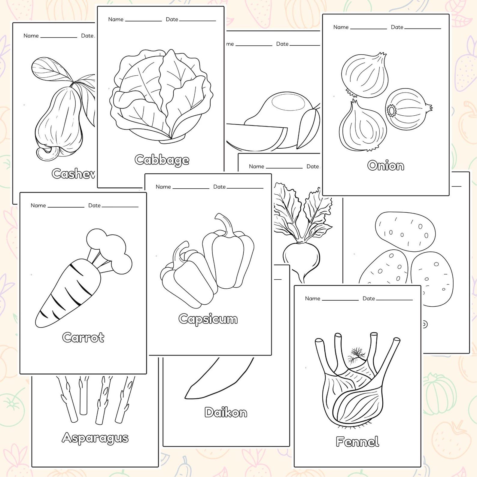 73 Printable Fruits and Vegetables Coloring Pages | Printable Coloring ...