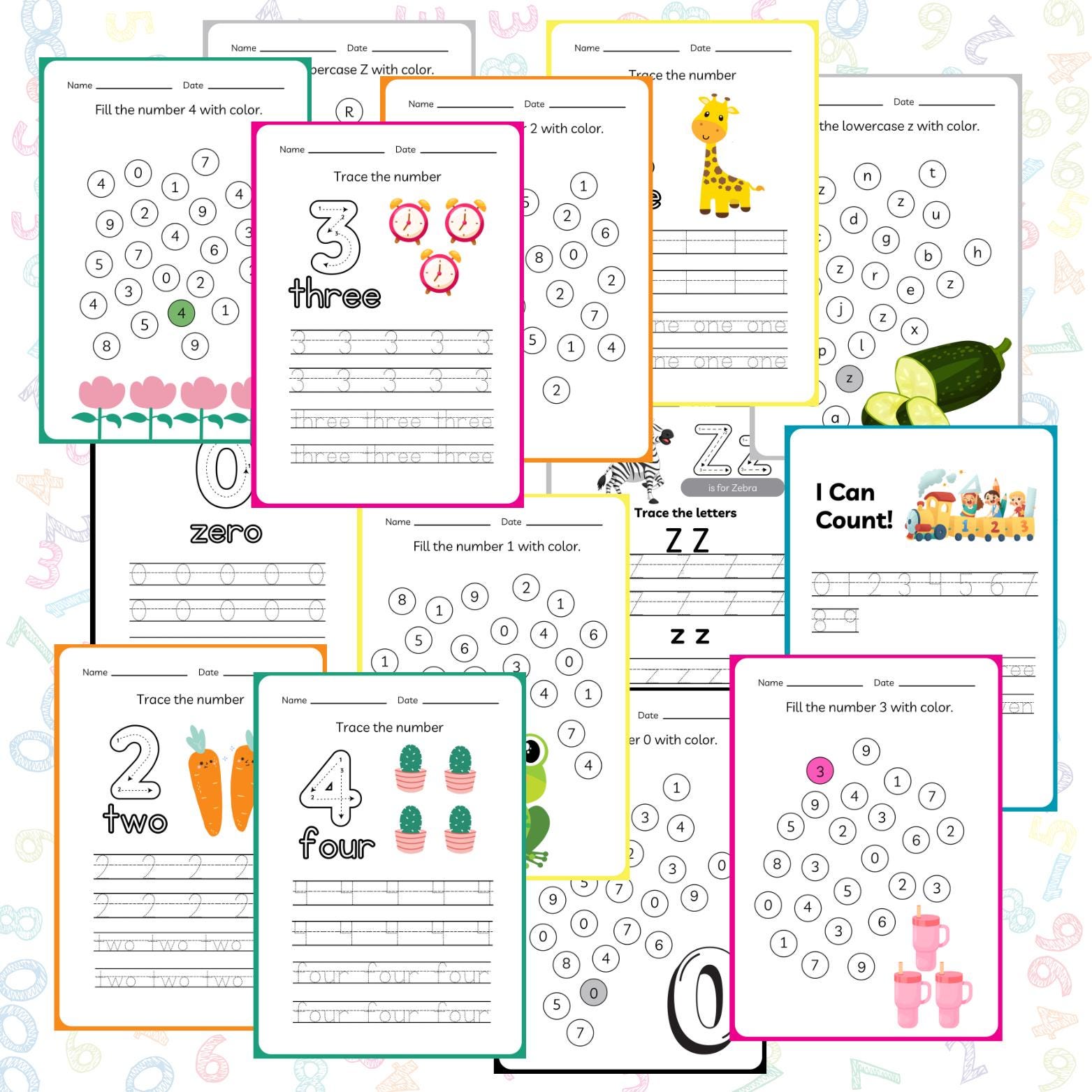 100 Printable Alphabet & Number Tracing Fun | 100 Pages Printable ...
