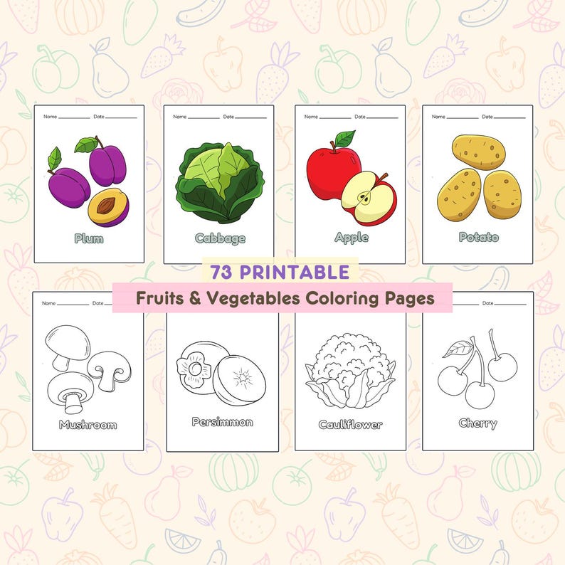 73 Printable Fruits and Vegetables Coloring Pages | Printable Coloring ...