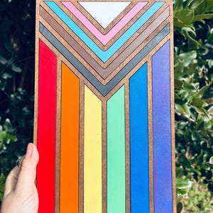 Hand Painted Wooden Pride Flag Wall Hanging | All Inclusive Pride Flag ...