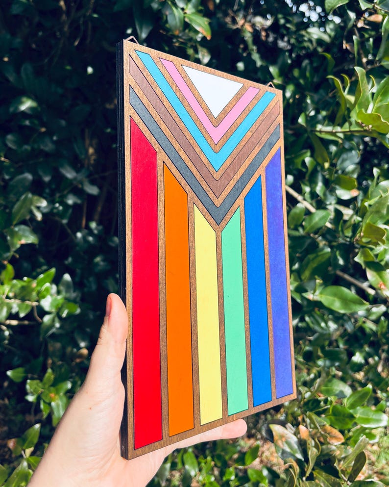 Hand Painted Wooden Pride Flag Wall Hanging | All Inclusive Pride Flag ...
