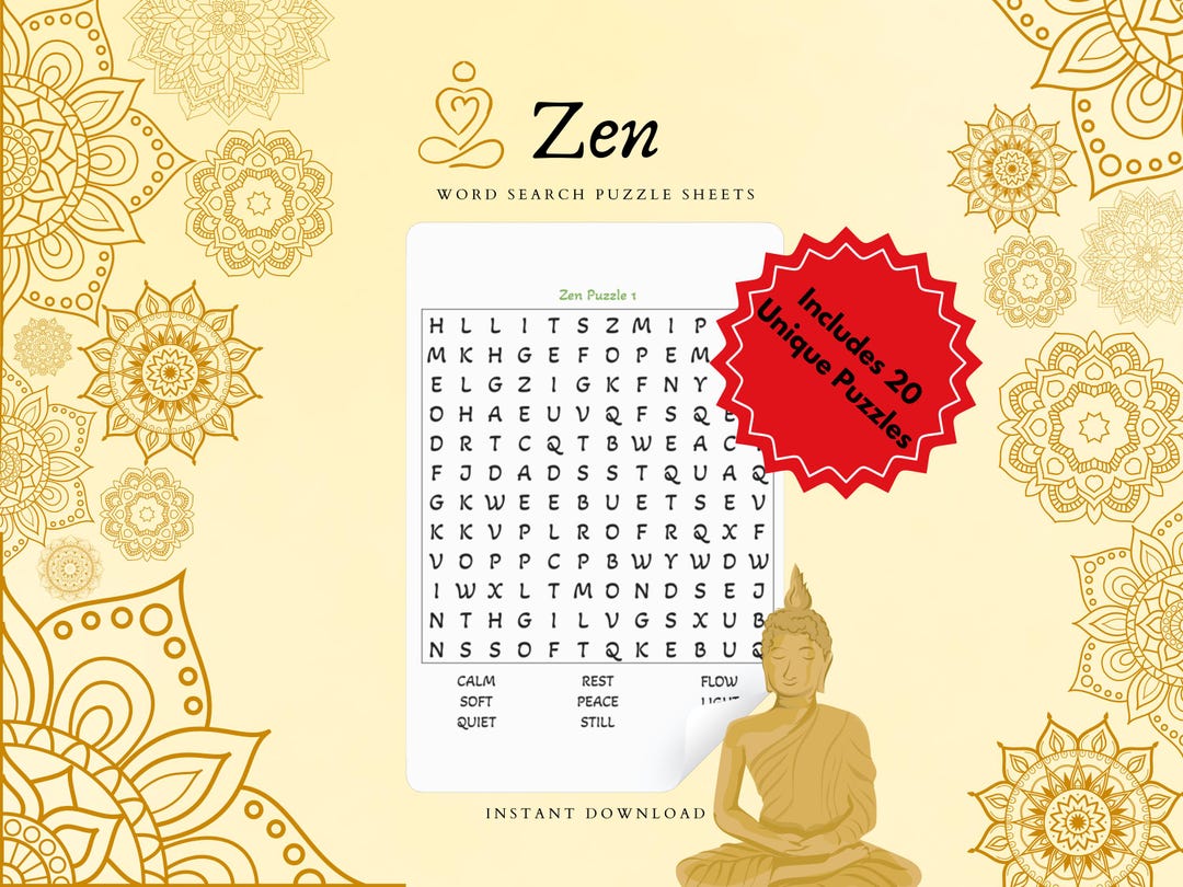 Word Search Zen | 20 Unique Word Search Puzzle Sheets | Mixed ...