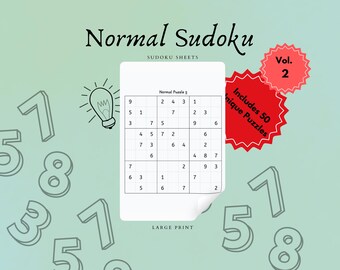 Sudoku Normal Large Print Vol 2 - 50 Unique Puzzle Sheets for Teens ...
