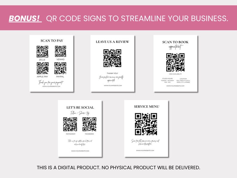 Editable Price List for Makeup Artist Easy Scan to Pay QR Code Sign ...