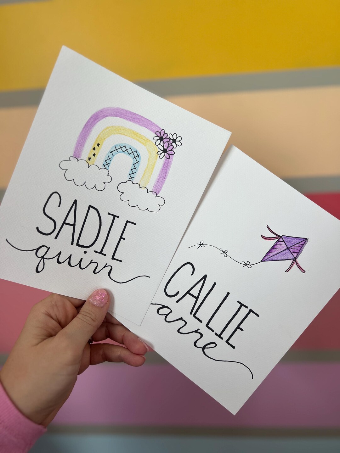 Personalized Watercolor Kid Name Signs - Etsy
