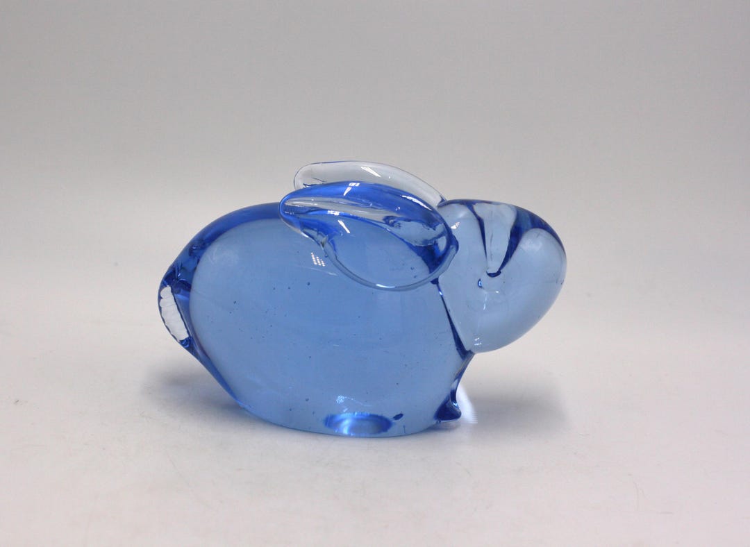 Vintage Blue Glass Rabbit - Etsy