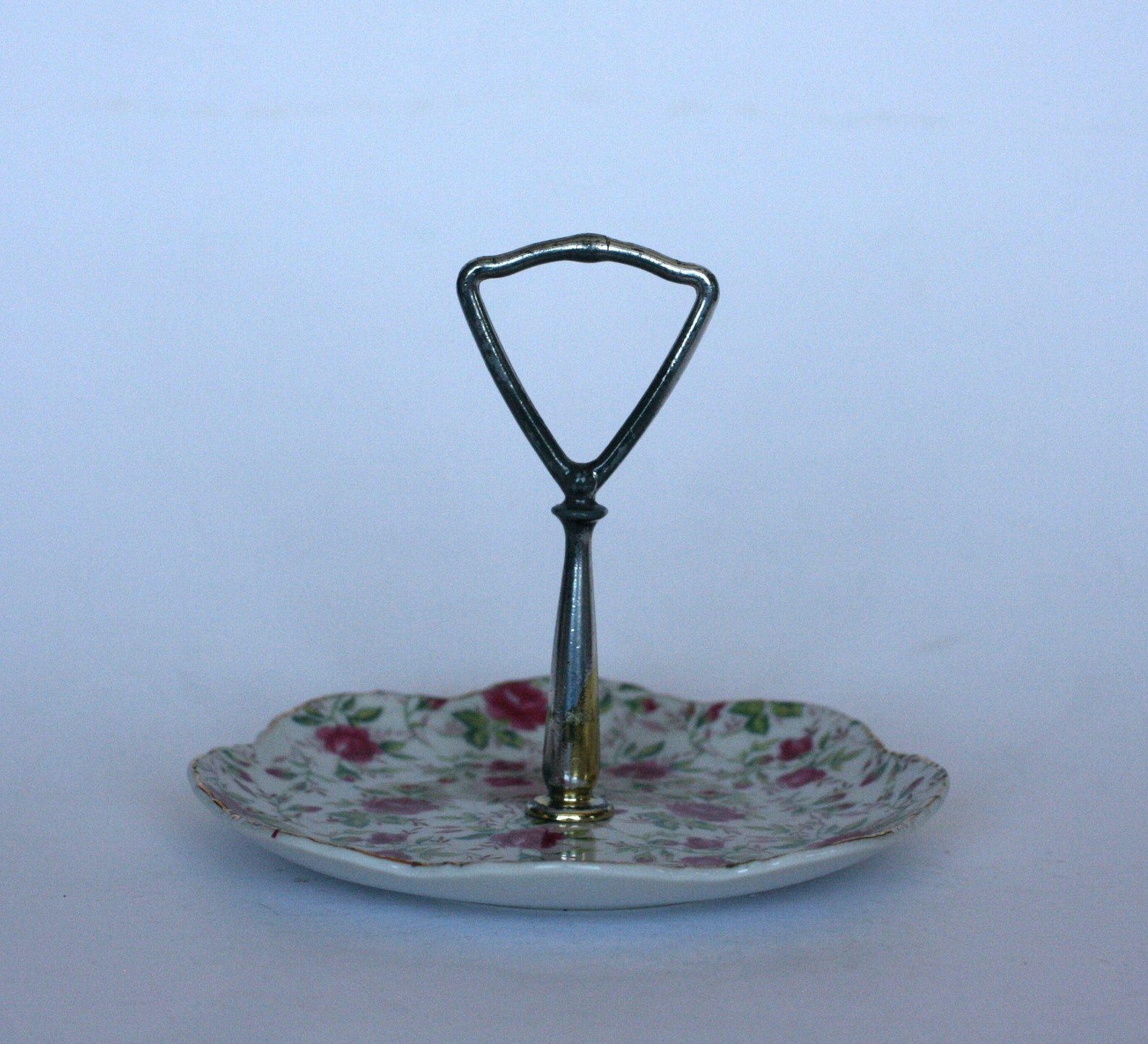 Vintage Lefton Rose Bon Bon Plate With Handle Hand Painted | Etsy