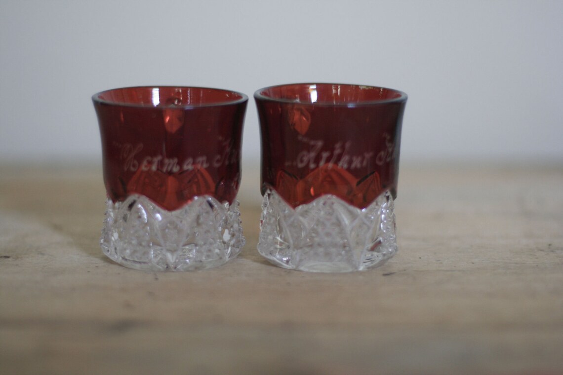 Vintage Ruby Red and Crystal Baby Cups - Etsy