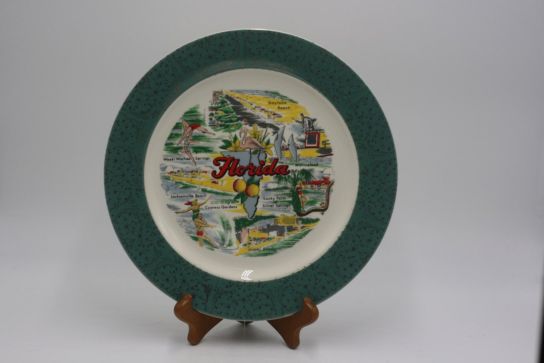 Vintage Florida Souvenir Plate - Etsy