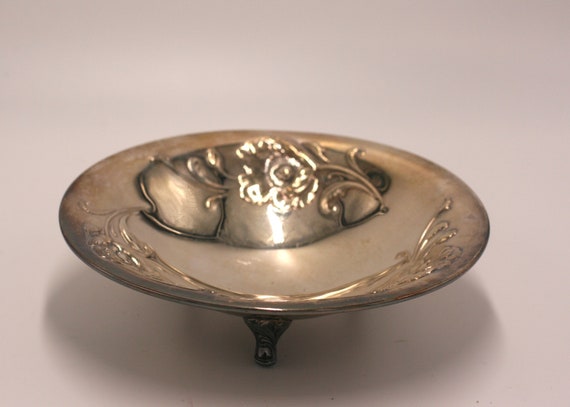 Vintage Gala Oneida Silver Plate Bowl With Roses/footed Bowl - Etsy