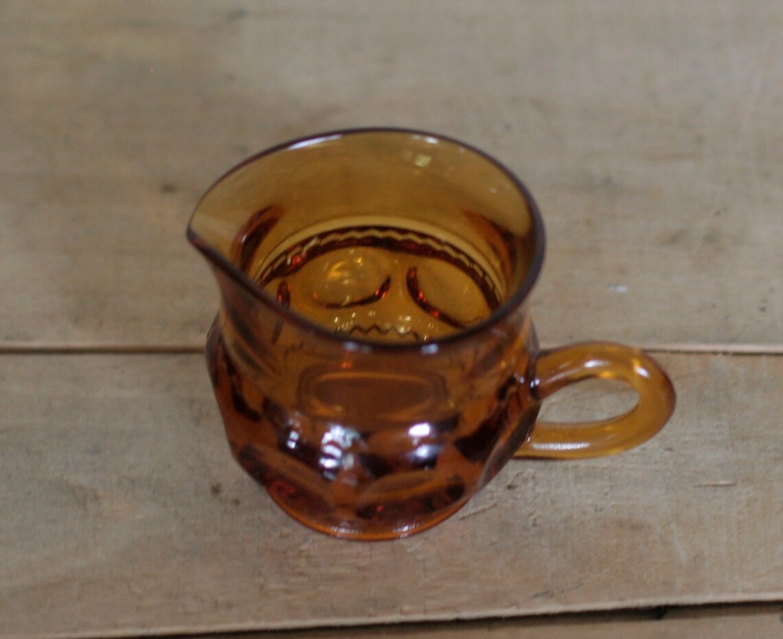 Vintage Amber Glass Creamer Kings Crown Pattern - Etsy