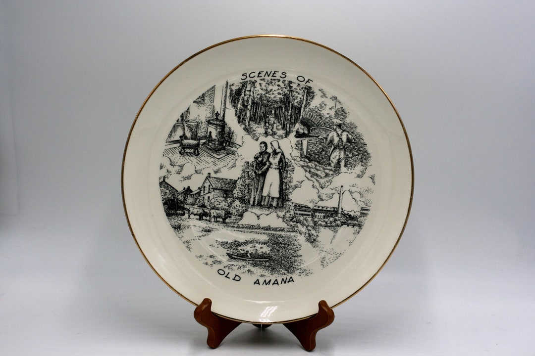 Vintage Amana Colonies Plate: Homer Laughlin Ivory Ceramic With Gold ...