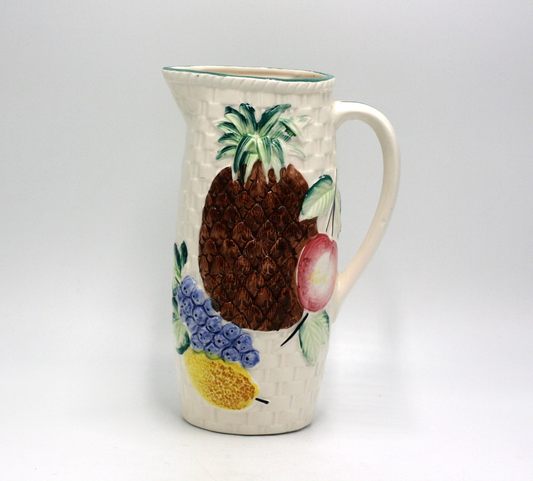 Vintage Ceramic Pitcher With Pineapple and Grapes Made in Japan - Etsy