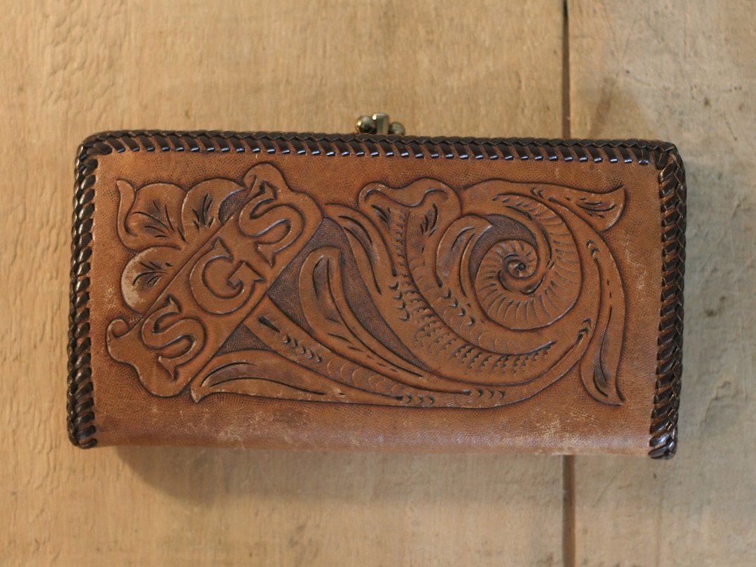 Vintage Tooled Leather Billfold or Wallet - Etsy