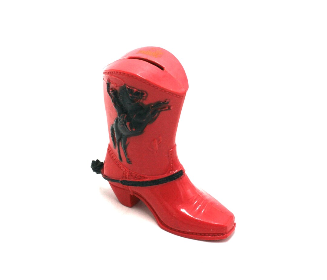 Vintage Western Cowboy Boot Bank Reddish Pink Plastic - Etsy
