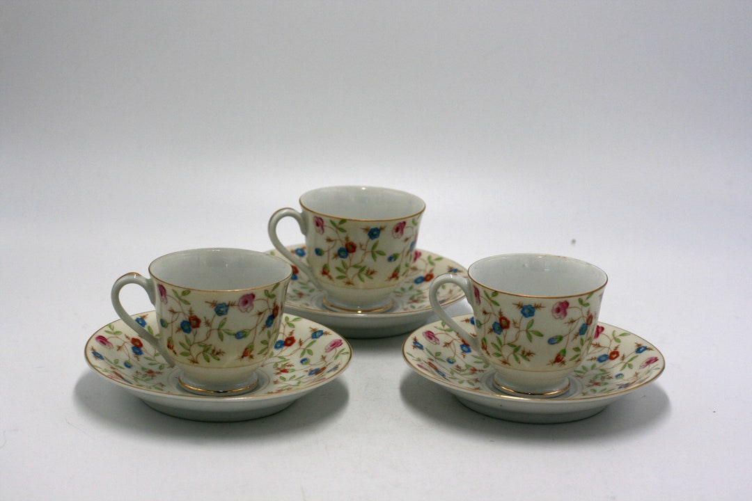 Vintage Diamond Chintz Demitasse Cups and Saucers Made in Occupied ...
