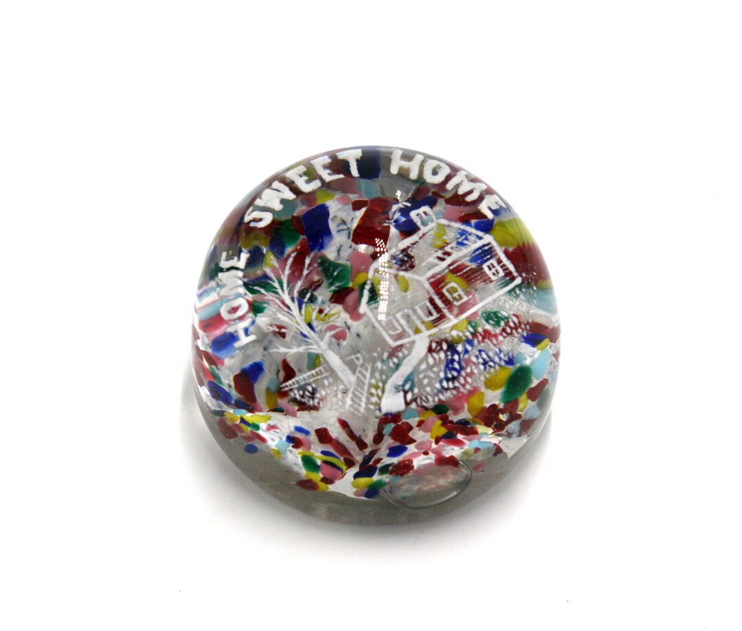 Vintage Home Sweet Home Glass Paperweight - Etsy