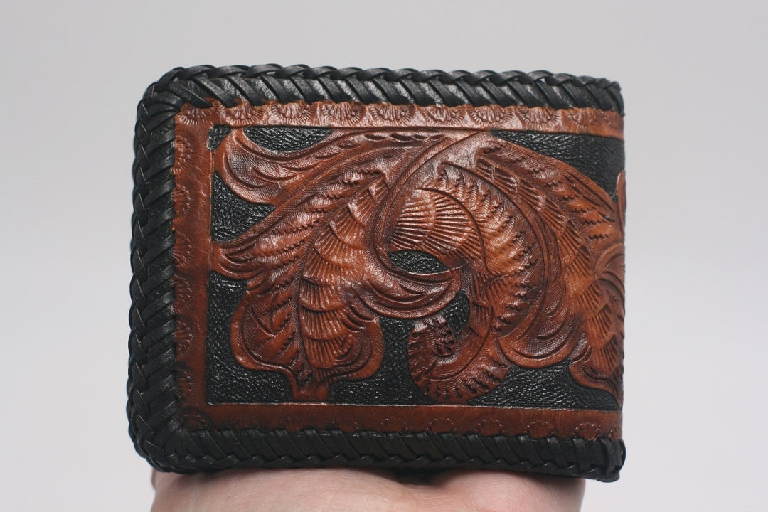 Vintage Tooled Leather Billfold - Etsy