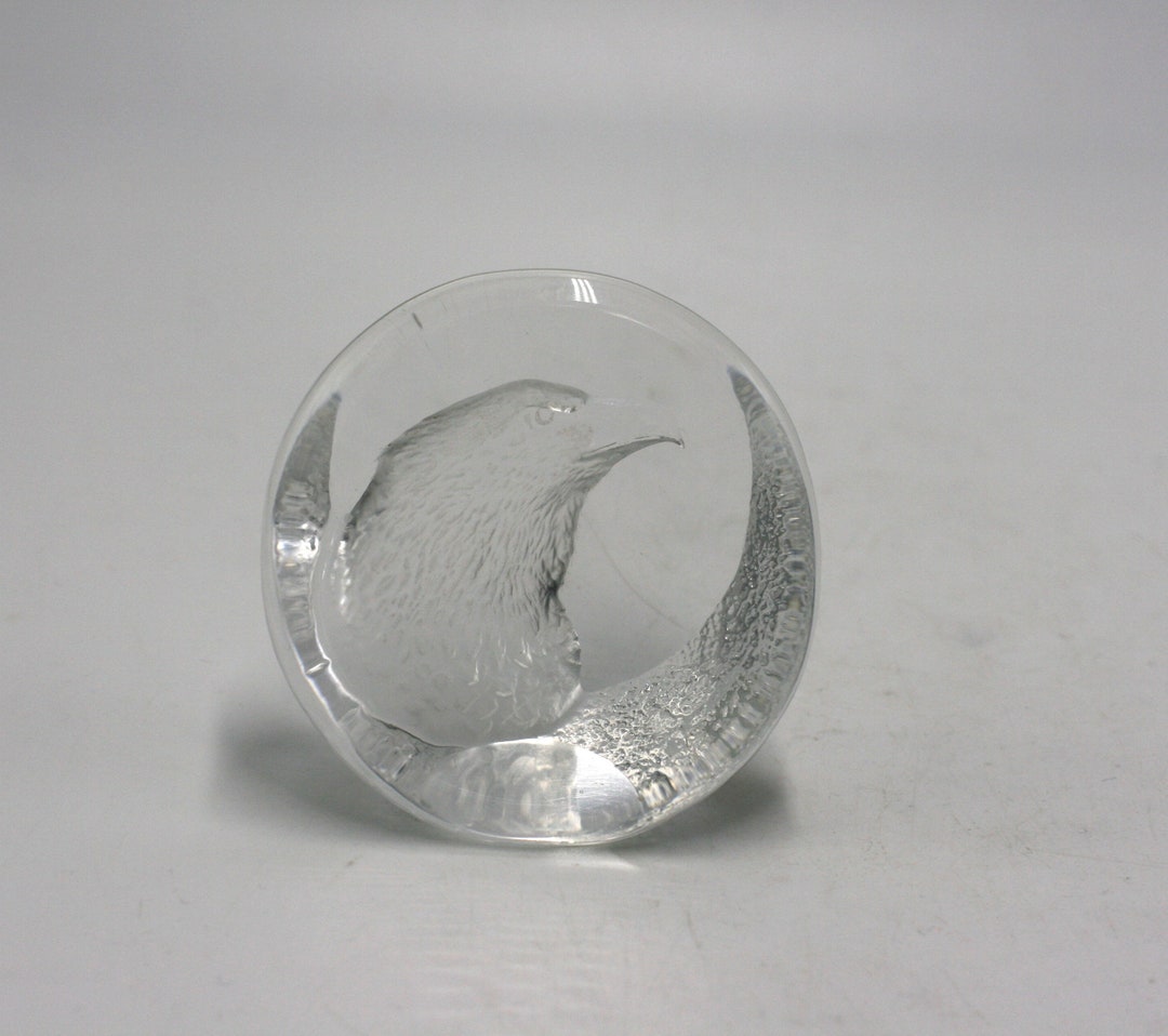 Vintage Mats Jonasson Crystal Eagle Paperweight Made In Sweden Etsy