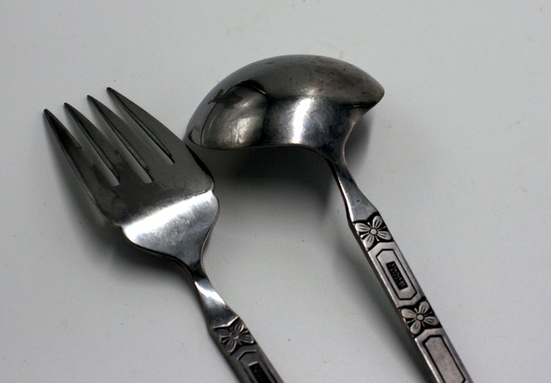 Vintage Mid Century Serving Fork and Ladle/stainless Steel - Etsy