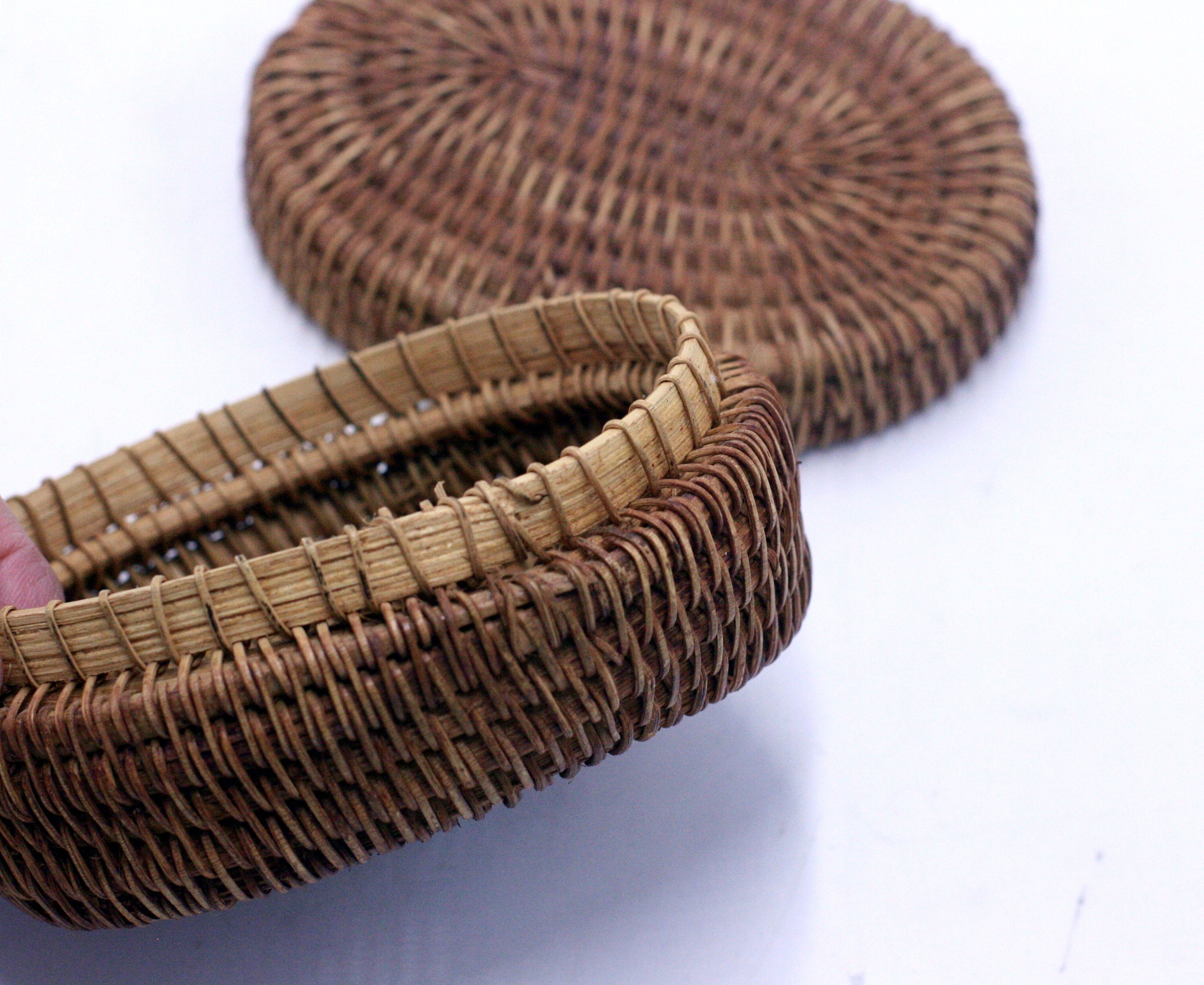 Vintage Handmade Basket With Lid - Etsy