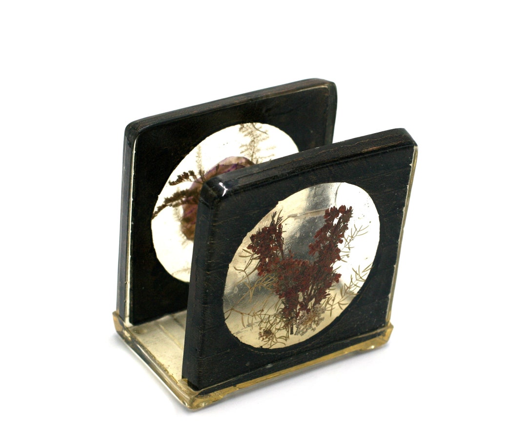 Vintage Vomit Art Lucite Napkin Holder With Dried Flowers - Etsy