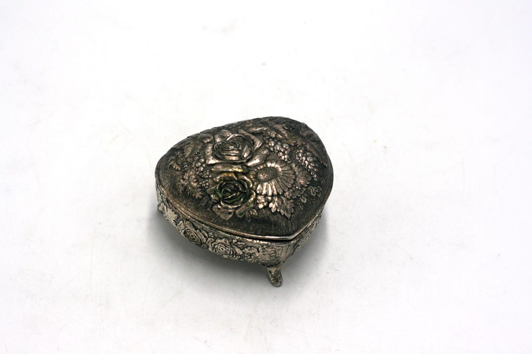Vintage Silverplate Heart Jewelry Box Made in Japan - Etsy