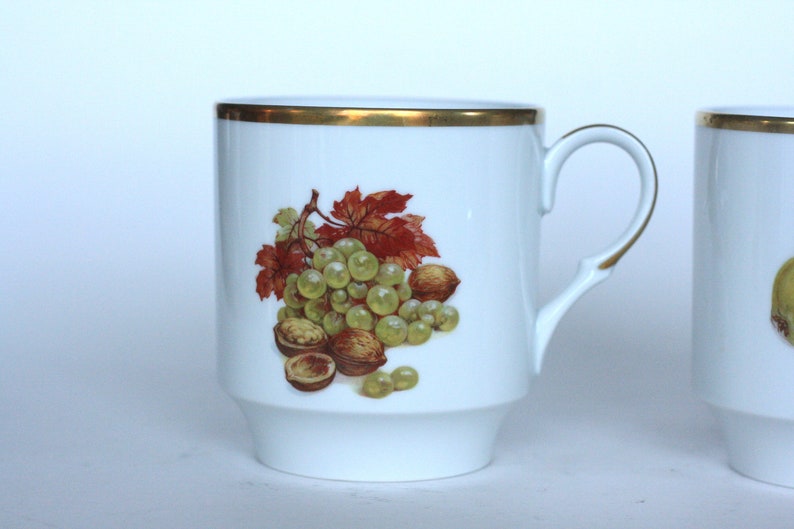 Vintage schumann arzberg coffee mugs with fruit motif set of | Etsy