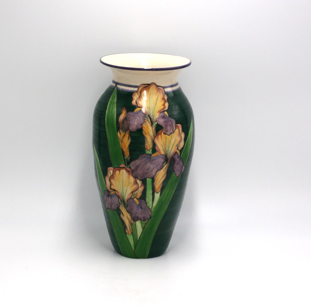 Vintage Lakshmi Pottery Vase Yellow Iris 1989 - Etsy