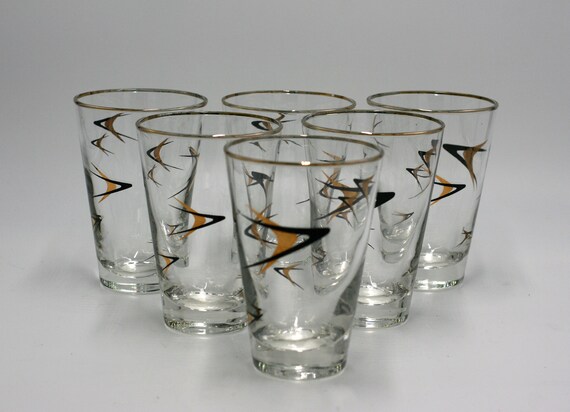 Vintage Libby Atomic Boomerang High Ball Glasses/set of Six/8 | Etsy