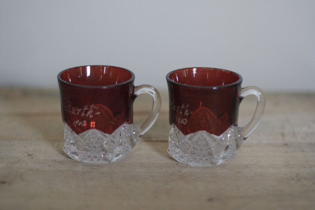 Vintage Ruby Red and Crystal Baby Cups - Etsy
