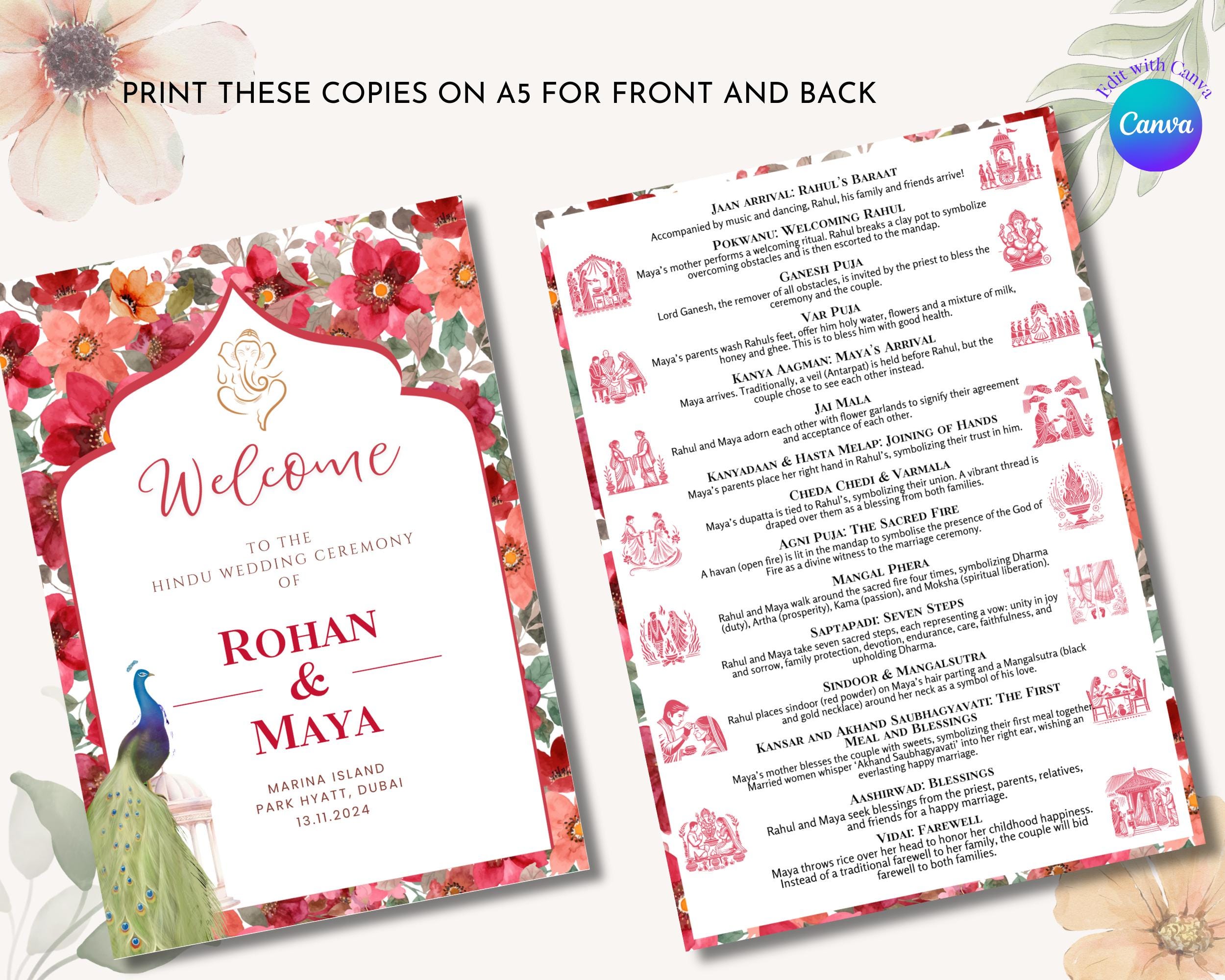 Indian Wedding Program, Hindu Wedding Ceremony, Hindu Wedding Program ...