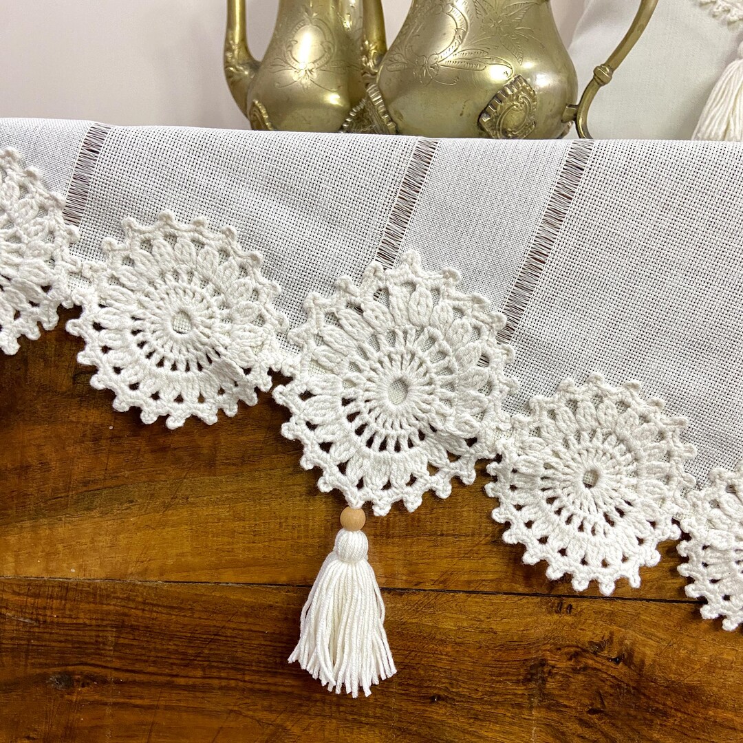 White Crochet Table Runner, Vintage Table Runner, Custom Table Runner ...